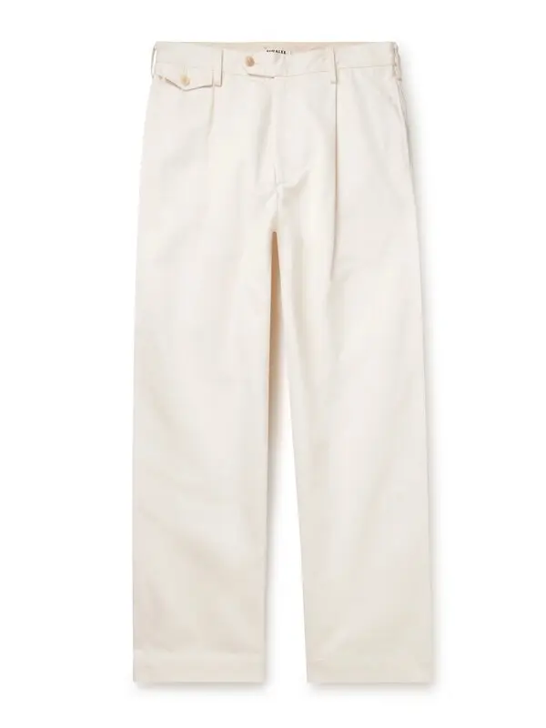 Auralee Finx Straight-leg Cotton-twill Trousers - Neutrals