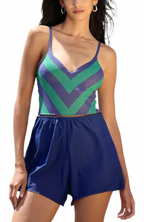 BILIBLOND Arava One-piece Overall - Navy Green Lurex