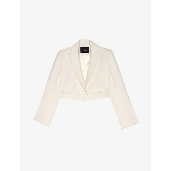 Maje Peak-lapel Cropped Woven Jacket