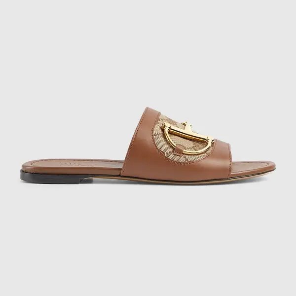 Gucci Slide Sandal With Horsebit - Brown