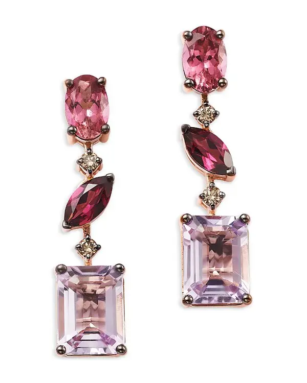Bloomingdale'S 14k Rose Gold Multi Semi-precious Gemstone And Diamond Drop Earrings
