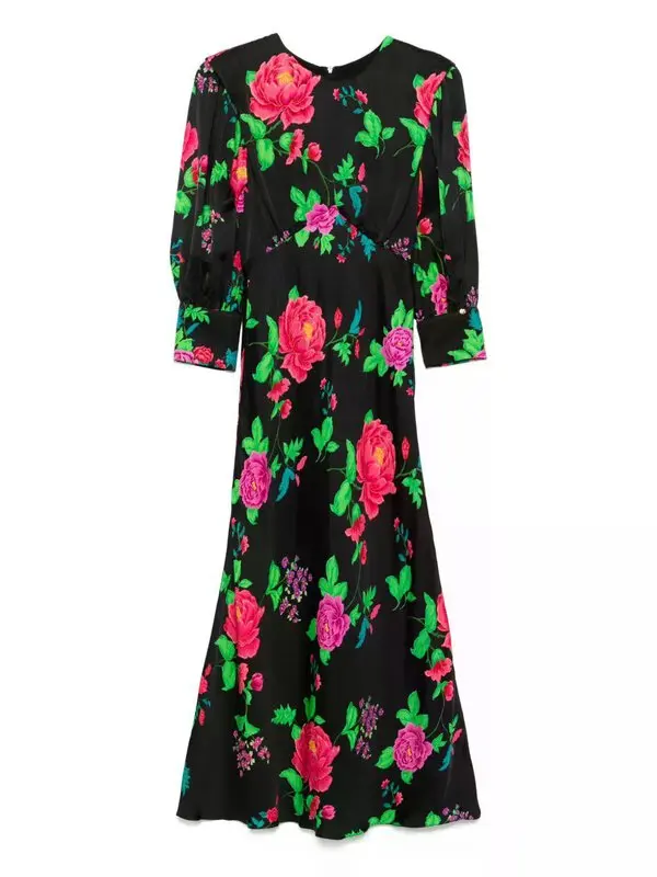 NISSA Printed Midi Dress - Black