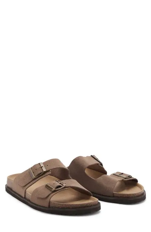 Mango Buckled Leather Slide Sandal