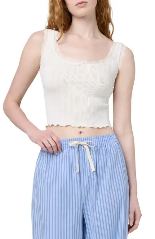 FLORENCE BY MILLS Lace Trim Crop Tank - Jet Stream