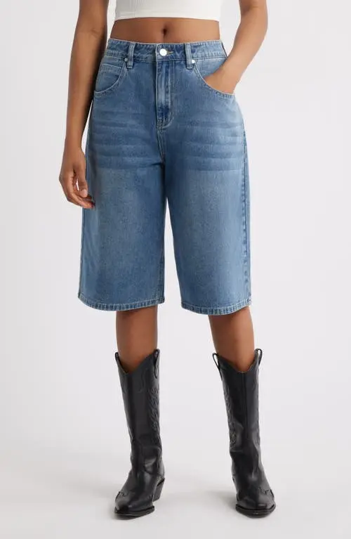 PTCL Sylva Studded Embroidered Denim Bermuda Shorts