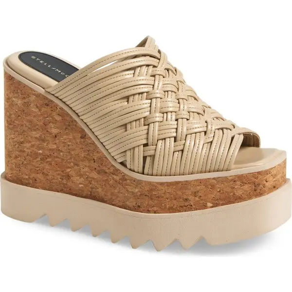 Stella McCartney Sneak-elyse Platform Wedge Sandal - Ecru