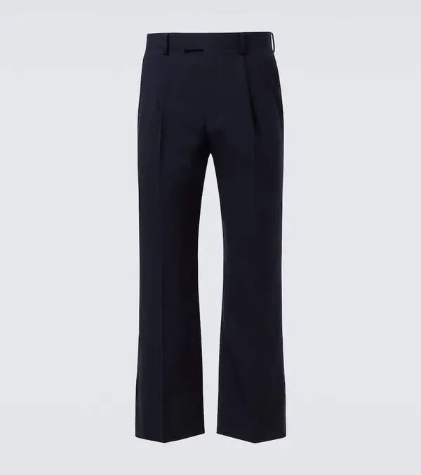 Auralee Wool Straight Leg Trousers - Blue