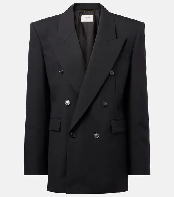 Saint Laurent Double-breasted Wool Canvas Blazer