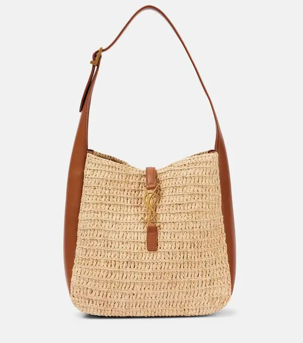 Saint Laurent Le 5 À 7 Small Raffia Shoulder Bag - Neutrals