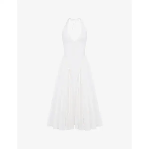 House Of Cb Marilyn Halter Midi Dress - White | Editorialist