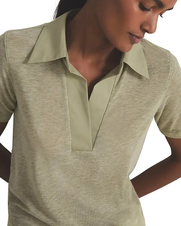 REISS Les 100 Ciels Fitted Polo Top - Sage