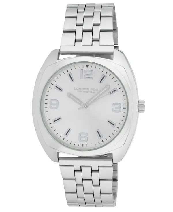 London Fog Keltic Cushion Case Link Alloy Watch - Silver