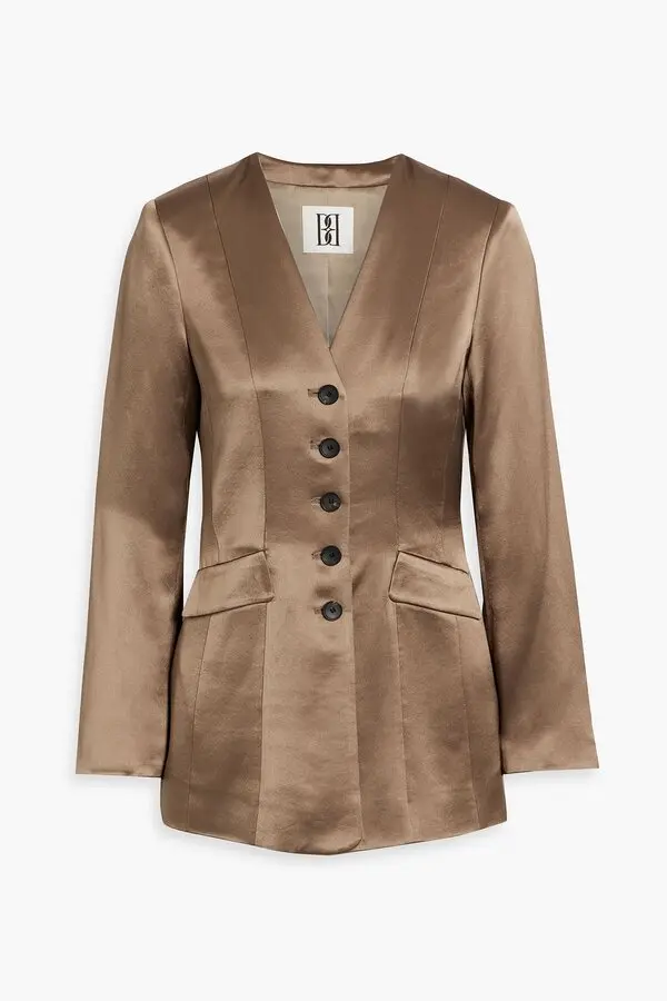 BY MALENE BIRGER Rinnah Satin-crepe Blazer - Bronze