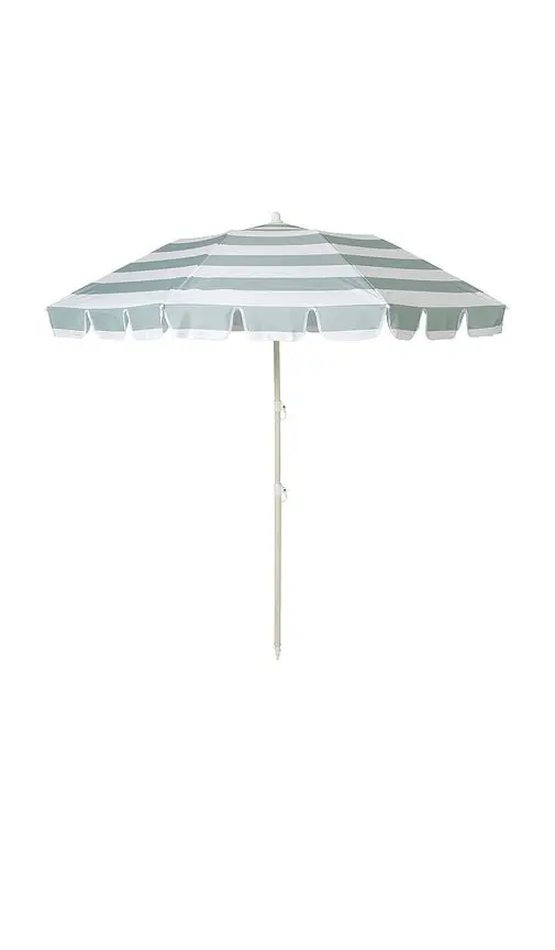 SUNNYLIFE Compact Beach Umbrella In Sage - La Palma Sage Stripe