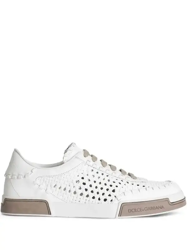 Dolce & Gabbana Woven Leather Sneakers - White