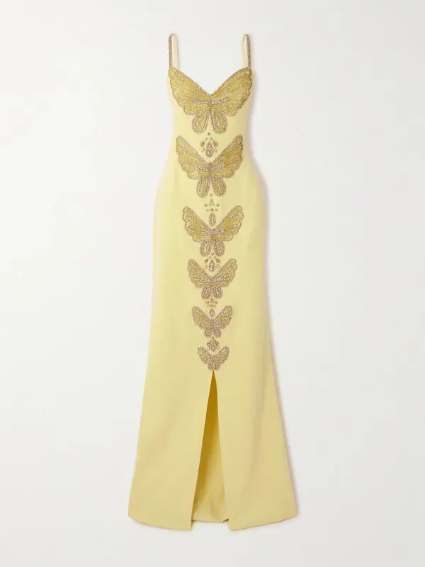 GEORGES HOBEIKA Embellished Silk-blend Crepe Gown