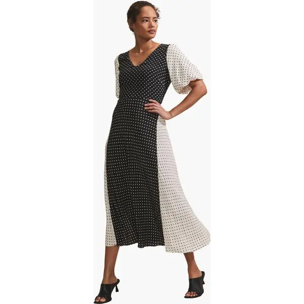 RO&ZO Contrast Spot Midi Dress
