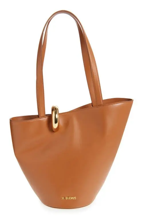 Jacquemus The Medium Bambola Asymmetric Leather Bucket Bag - Light Brown 810
