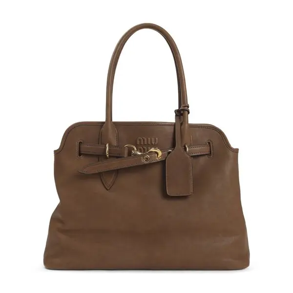 Miu Miu Aventure Rovere Lamb Leather Handbag - Brown