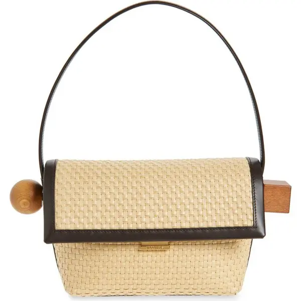Jacquemus Le Rond Carré Woven Shoulder Bag - Natural / Dark Brown 1ff