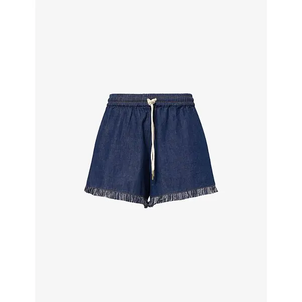 Zimmermann Rhiannon Fringe-hem Denim Shorts - Atlantic