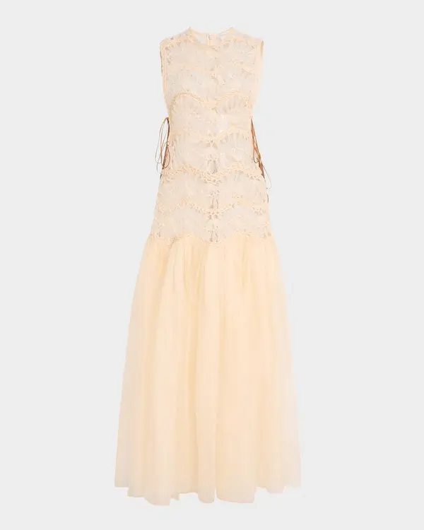 Zimmermann Illuminate Macrame Maxi Dress - Cream