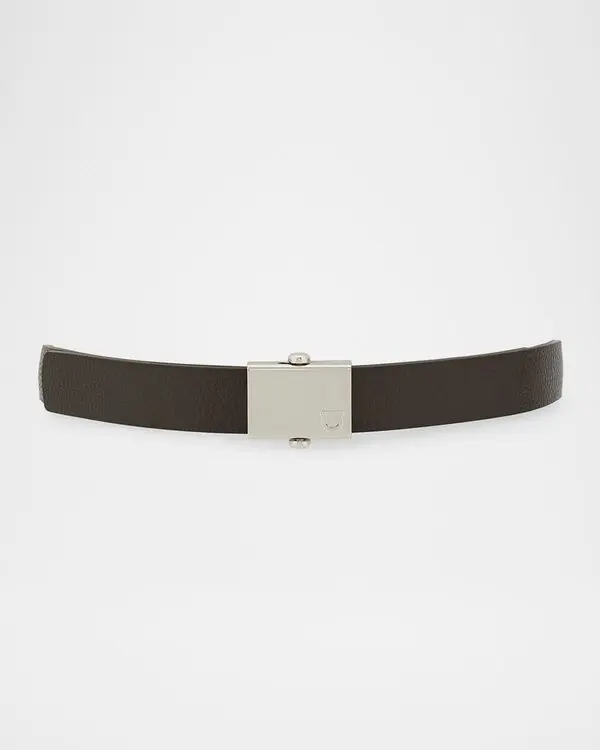 FERRAGAMO Square-buckle Reversible Leather Belt - T.moro