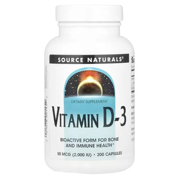 SOURCE NATURALS Vitamin D3 2000iu 200 Capsules