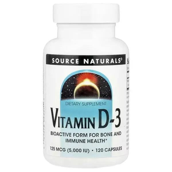 SOURCE NATURALS Vitamin D3 5000iu 120 Capsules