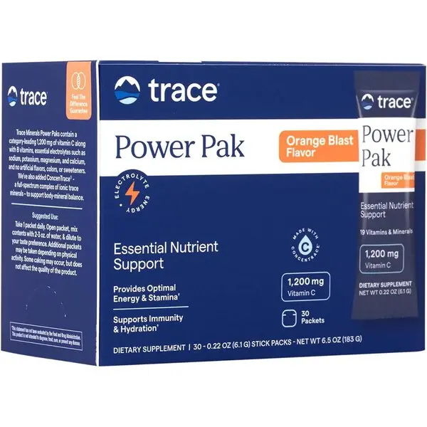 TRACE MINERALS Electrolyte Stamina Power Pak Non-gmo Orange Blast 30 Packets