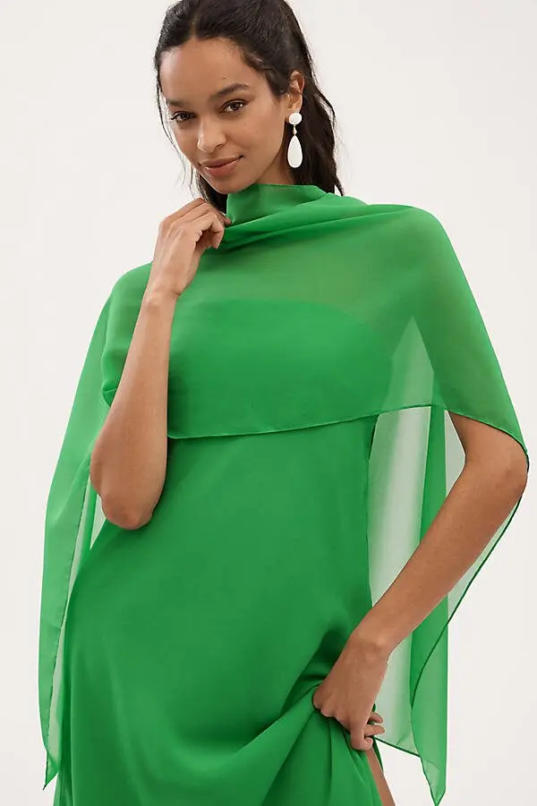 Bhldn Ella Strapless Chiffon Overlay Midi Dress
