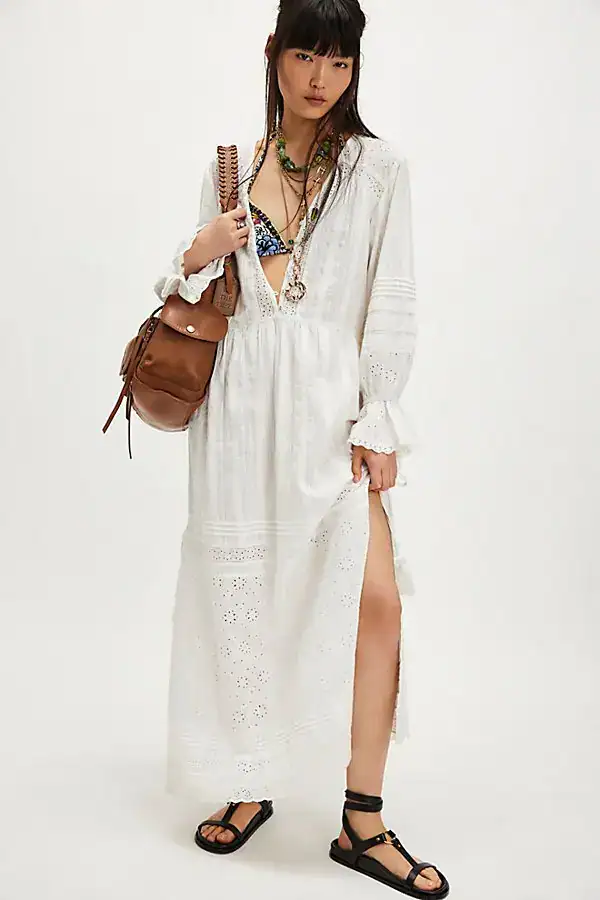knee length dresses for ladies SPELL Glastonbury Lace Dress In Antique White main image 0