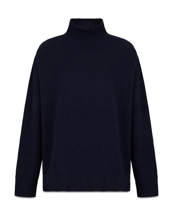 Emporio Armani Cashmere Blend Turtleneck Sweater - Solid Blue