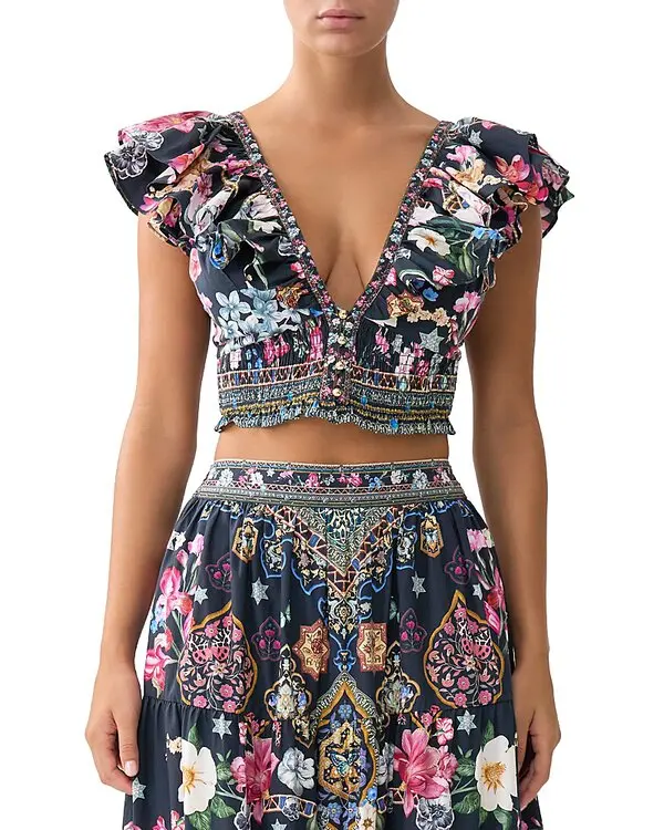 Camilla Frill Cropped Top - Midnight In Monserrate
