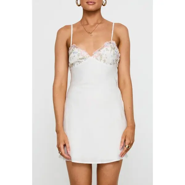 Princess Polly Hintz Embroidered Mini Slipdress - White