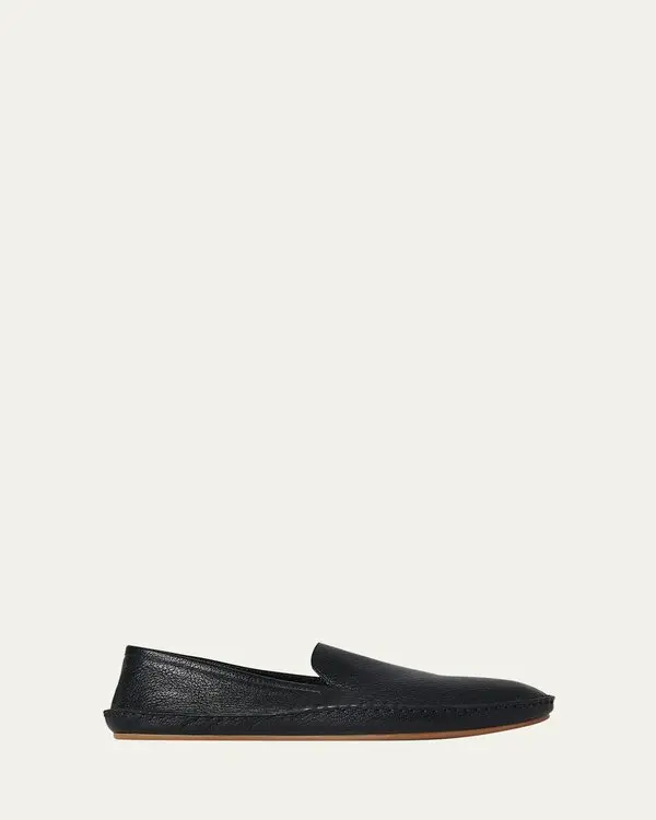 THE ROW Vasko Grainy Leather Loafers