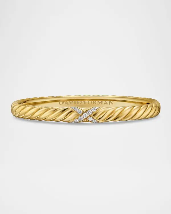 David Yurman Sculpted Cable X Bracelet With Diamonds In 18k Gold - Diamond