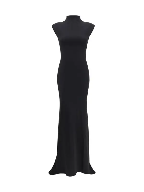 Jacquemus Fitted Stretch Crepe Dress - Black