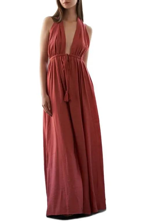FREEMARKET Open Back Halter Maxi Dress