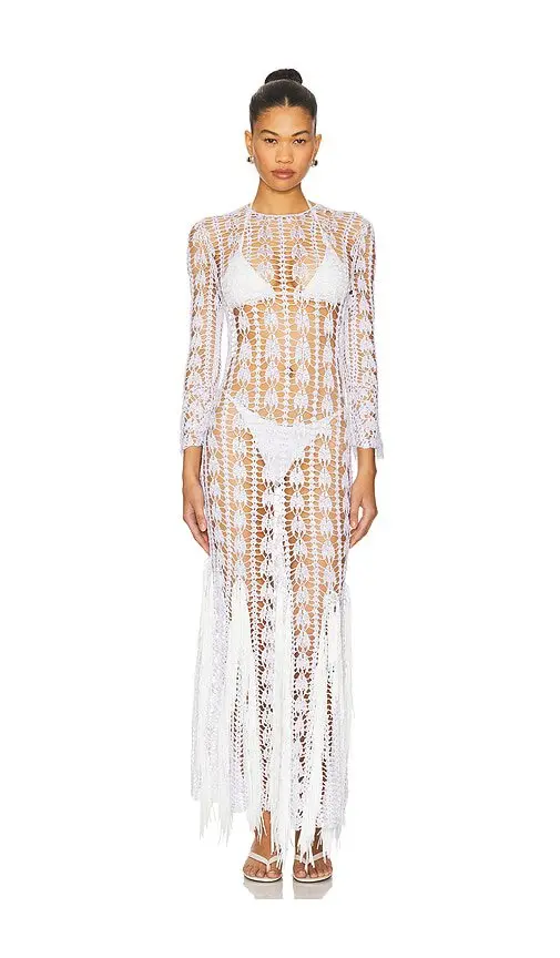 LESLIE AMON Boticelli Crochet Fringe Dress