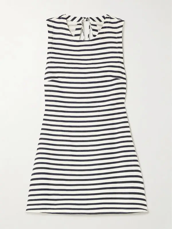 Faithfull The Brand Julia Striped Linen Mini Dress - Blue