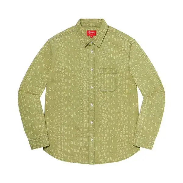 Supreme Wrap Jacquard Logos Denim Shirt 