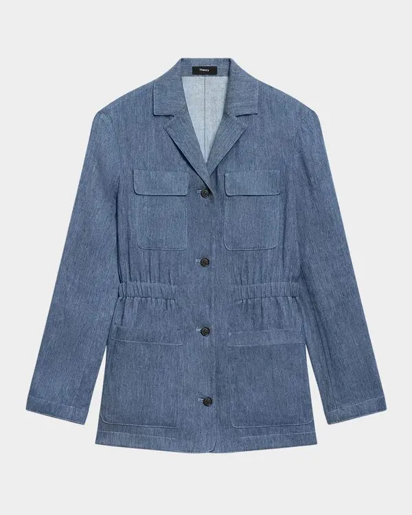 Theory Cinched Denim Jacket - Lt Denm
