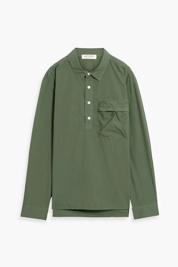 ALEX MILL Leo Cottonpoplin Polo Shirt - Army Green