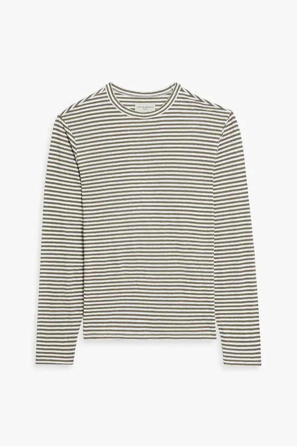 Officine Générale Striped Linenblend Jersey Tshirt