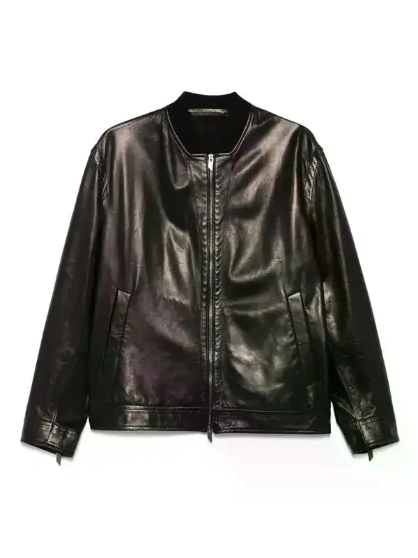 Buy SALVATORE SANTORO Leather Bomber Jacket - Black At 27% Off