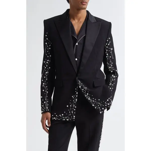 Balmain Faux Pearl And Crystal Constellation Dinner Jacket - Black/ Crystal