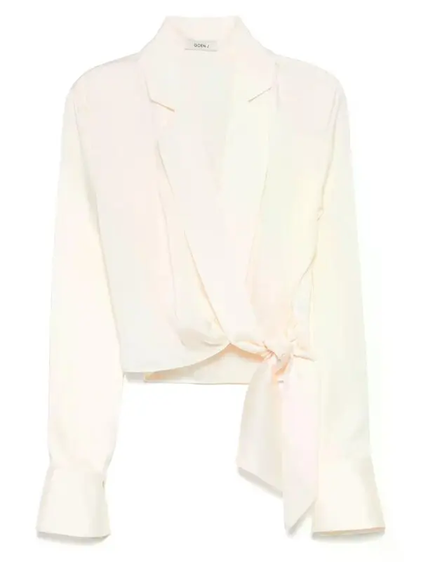 Goen.j Shawl Lapel Blouse - Neutrals