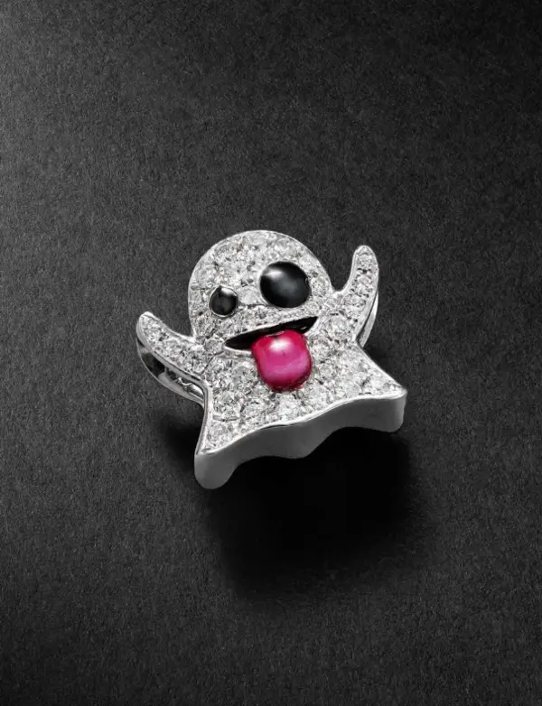 GREG YUNA 14k White Gold, Diamond And Enamel Ghost Pendant