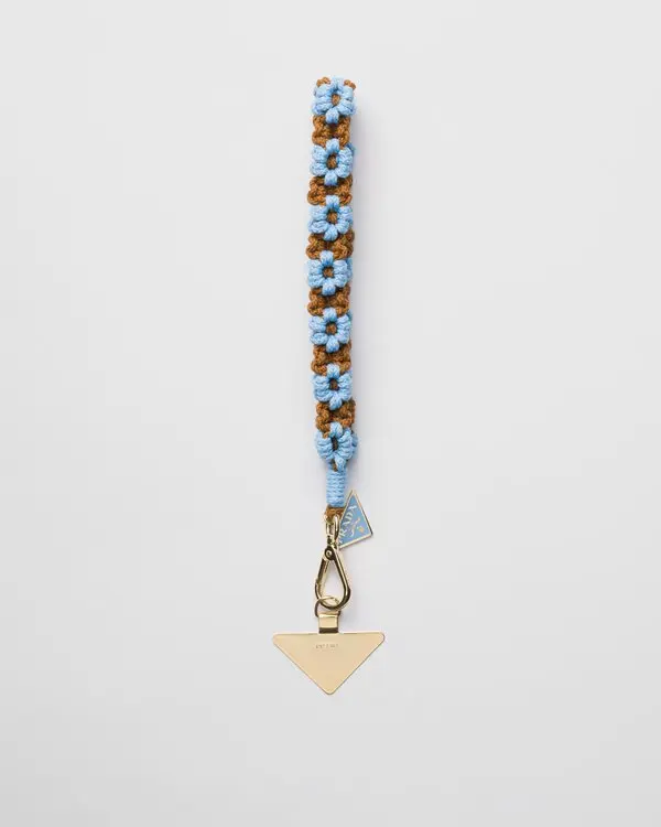Prada Crochet Smartphone Wristlet - Celeste/caramel